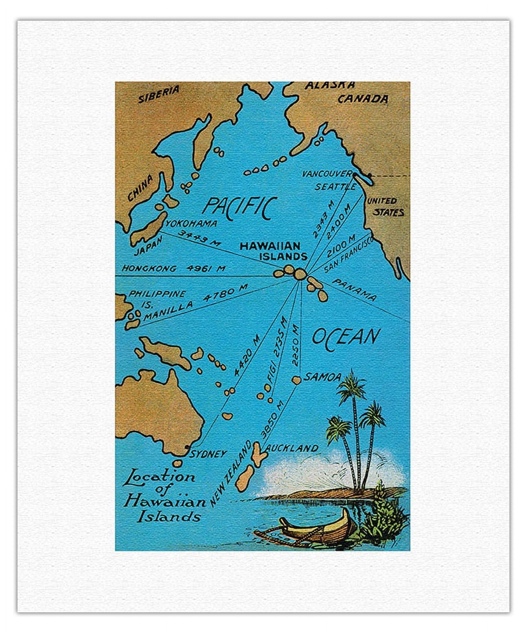 Location of the Hawaiian Islands Map - Island Curio Co. of Honolulu ...