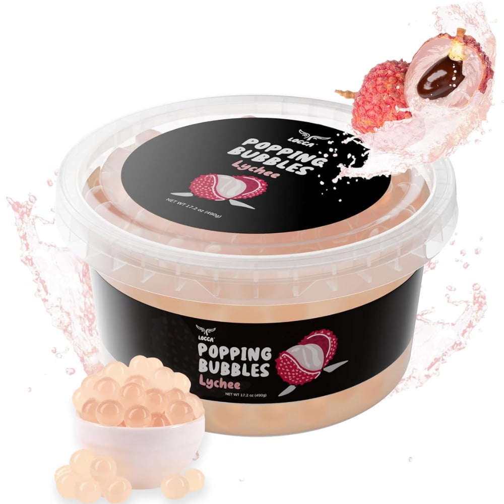 Locca Lychee Popping Boba - Bursting Flavor, Boba Kits (16 Servings ...