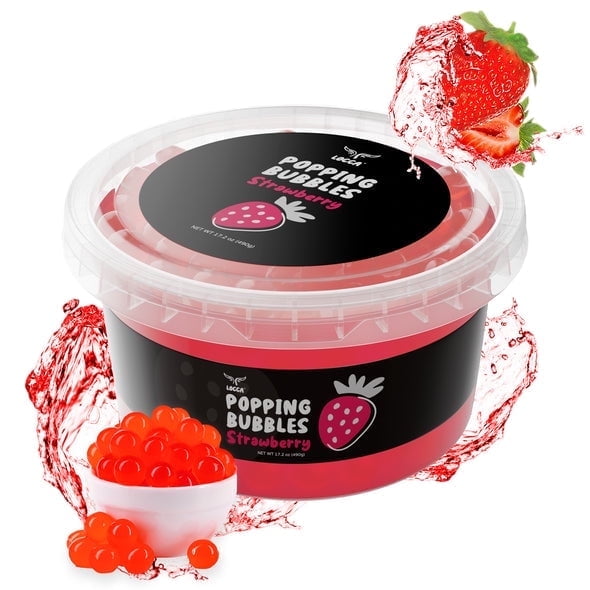 Locca Strawberry Popping Boba - Bursting Flavor for Boba Kits (16 ...