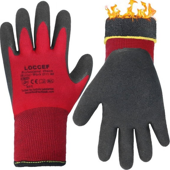 Loccef 2 Pairs Red Winter Work Gloves for Men and Women, Freezer Gloves ...