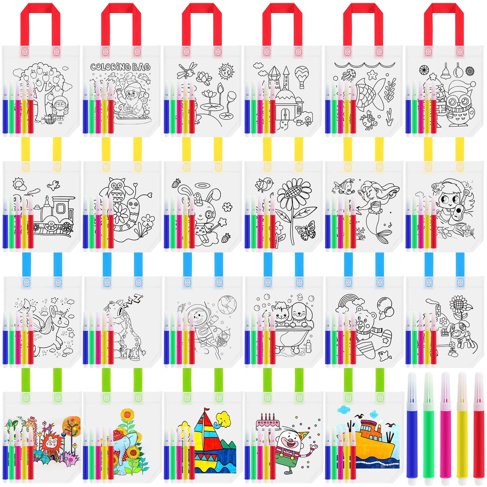 Loccmat 48 Pcs Coloring Goodie Bags for Kids,Reusable Art Party Favor ...