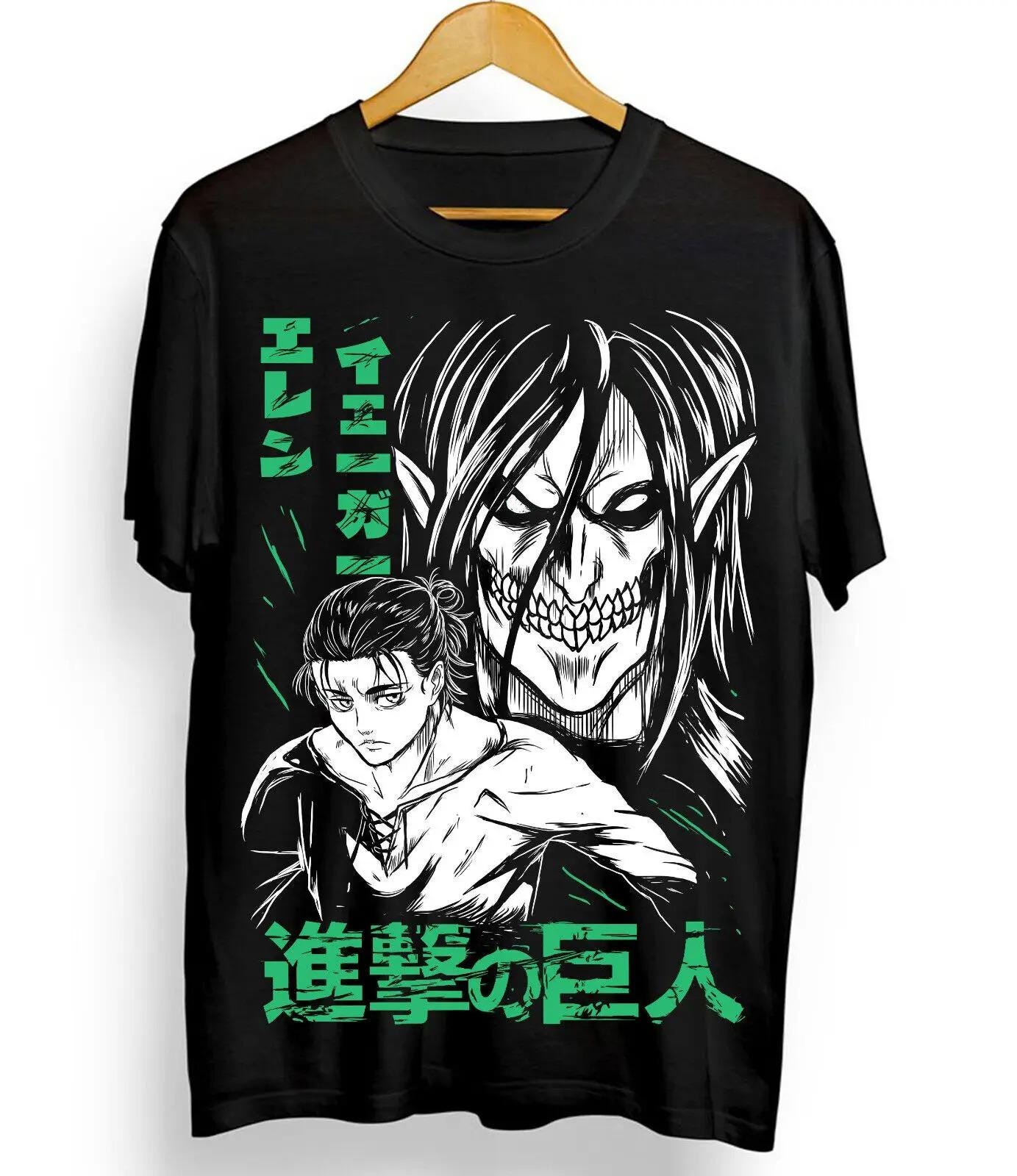 Locean Shirt Eren Yeager T-Shirt, Attack On Titan Black Shirt Tees ...