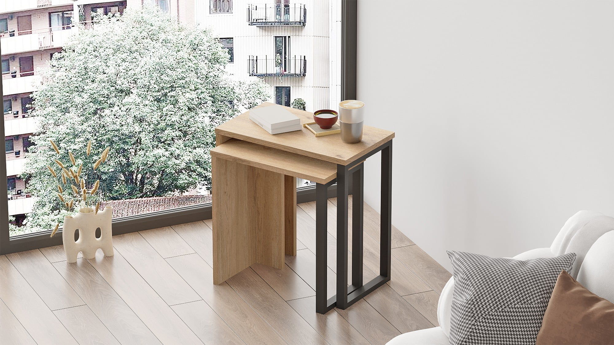 Locelso - ON7 - Walnut - Nesting Table - Walmart.com