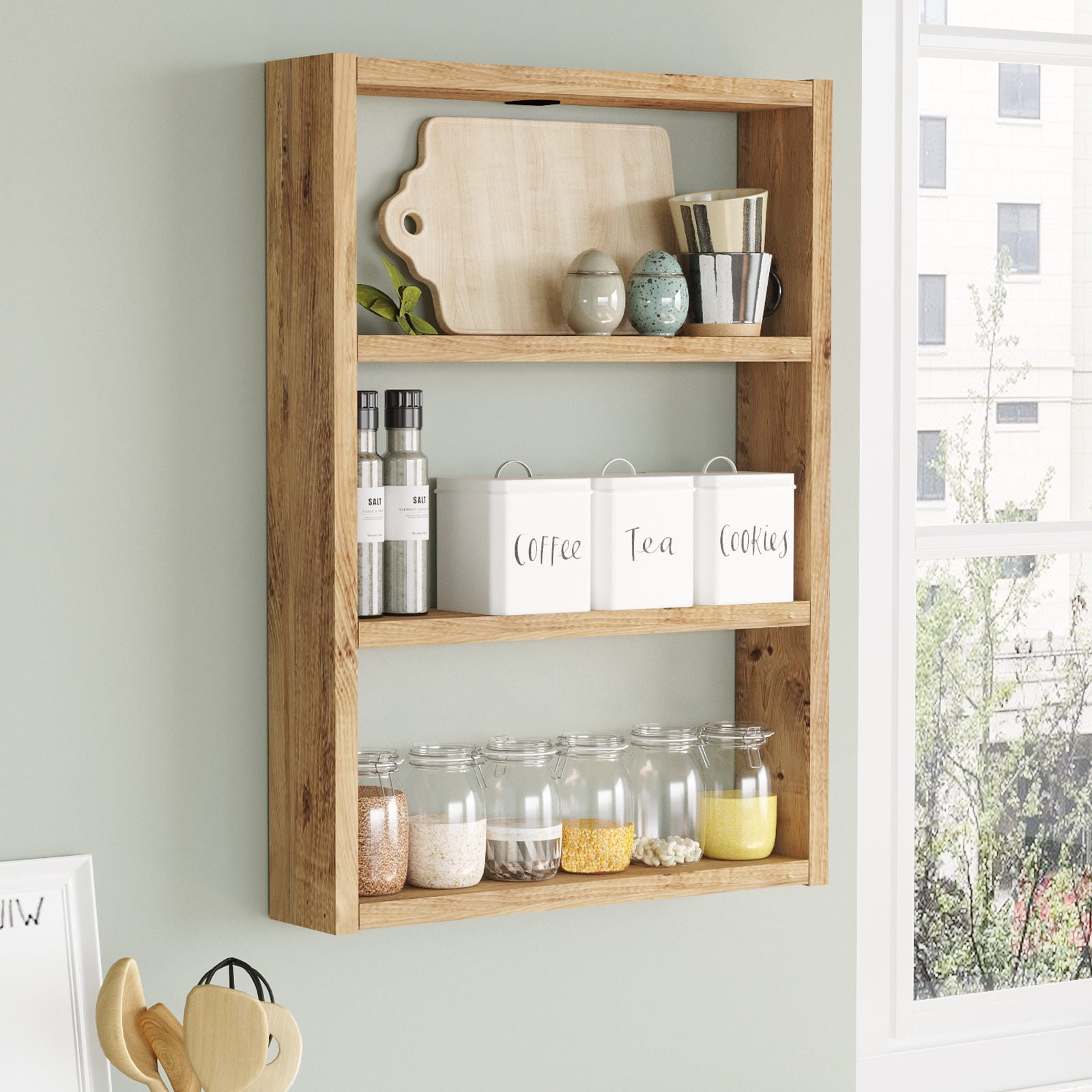 Locelso - Wally - Atlantic Pine Wall Shelf - Walmart.com