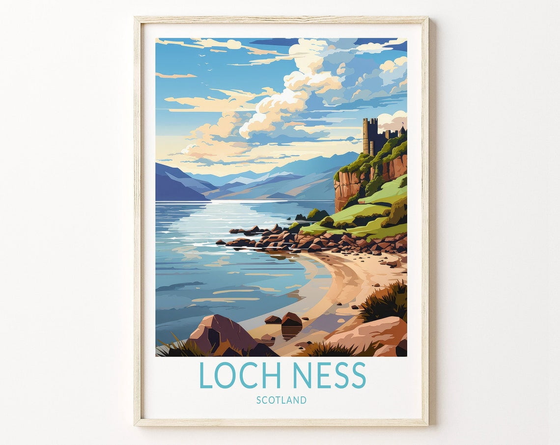 Loch Ness Landscape Travel Poster, Loch Ness Scotland Poster Print ...
