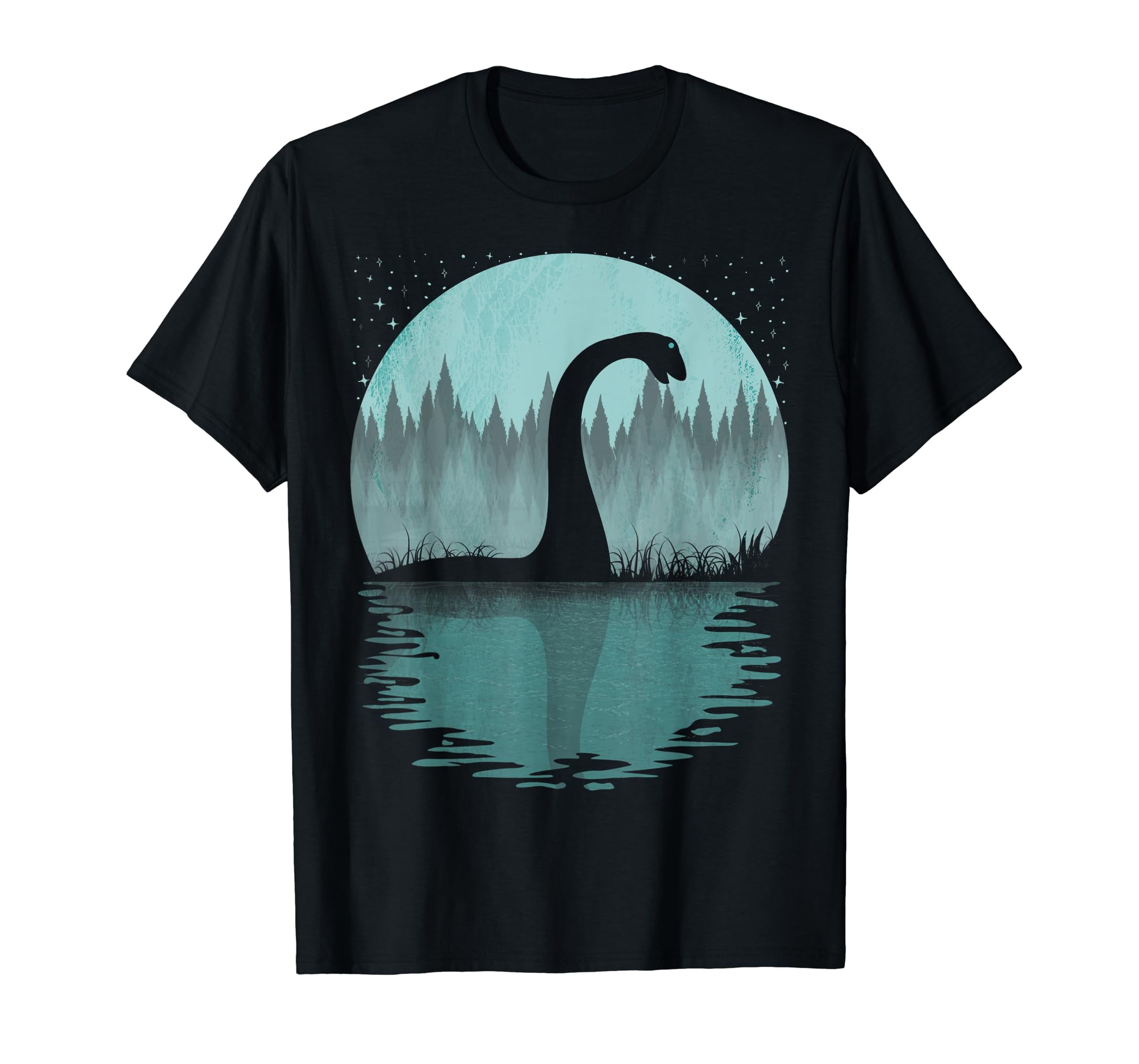 Loch Ness Monster Nessie Cool Full Moon! Men Women Cryptid Black T-Shirt - Walmart.com