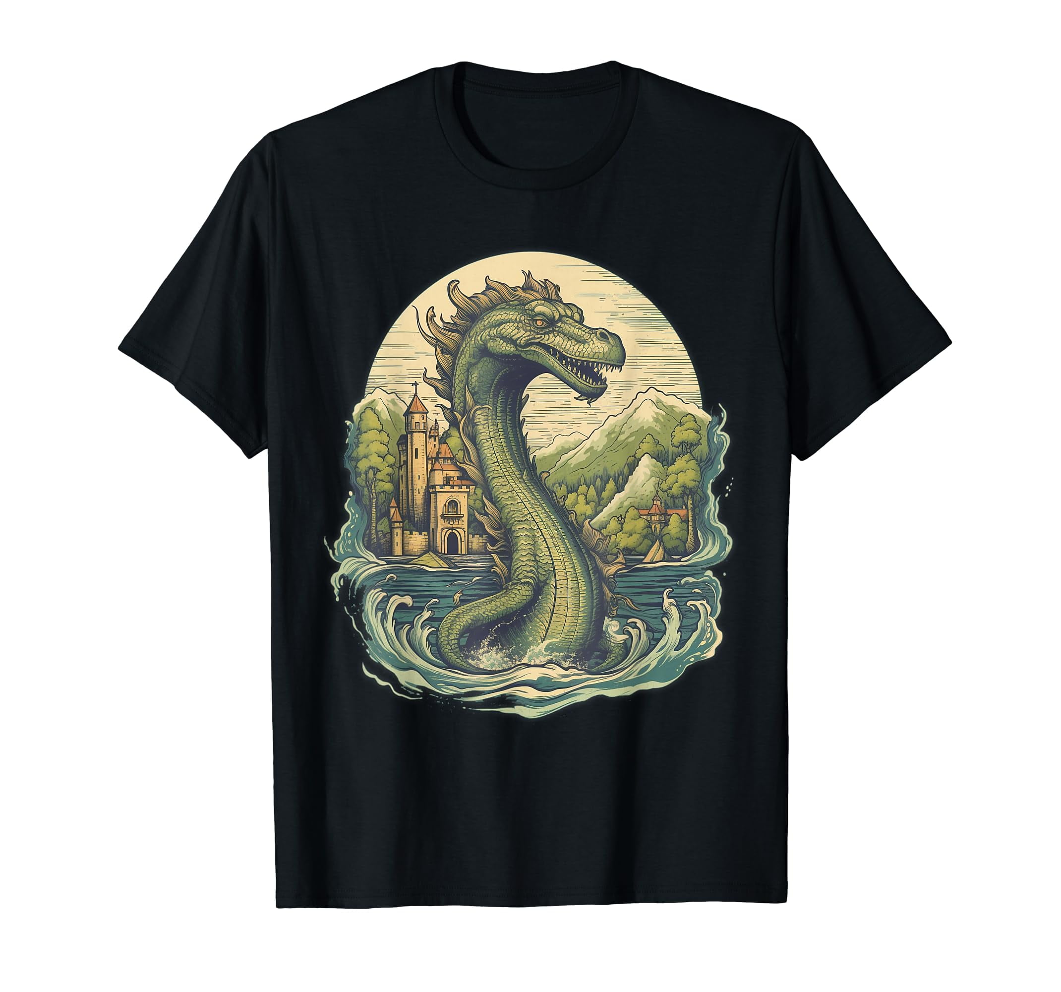 Loch Ness Monster Nessie Cryptid Vintage Loch Ness Black T-Shirt - Walmart.com
