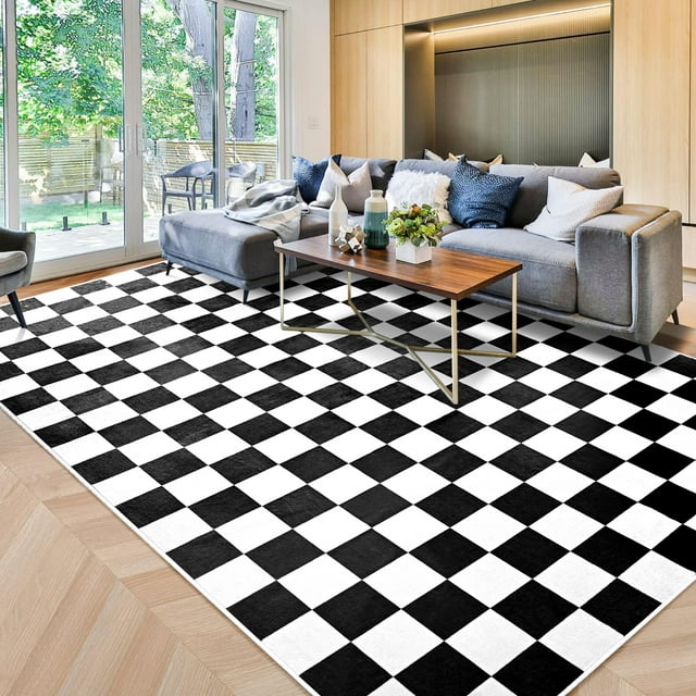 Lochas Checkered Area Rugs Checkerboard Rug Plaid Carpet for Living ...