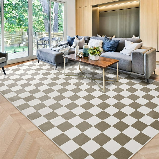 Lochas Checkered Area Rugs Checkerboard Rug Plaid Carpet for Living ...