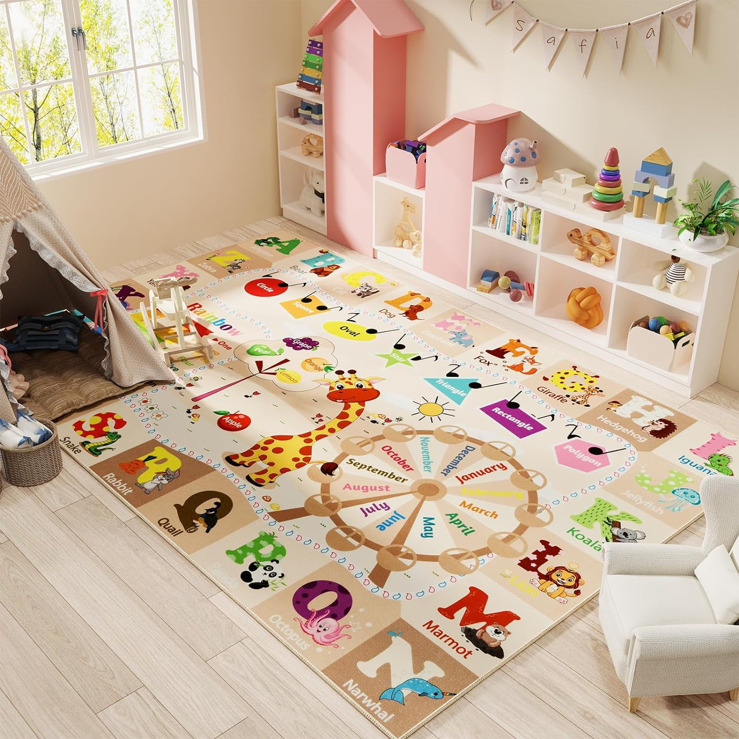 Lochas Kids Play Rug Mat Educational & Fun Carpet Soft Animal Learning ...