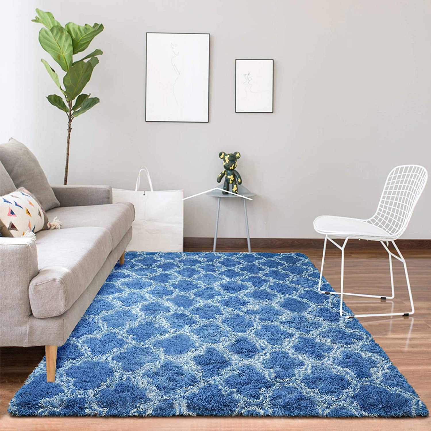 Lochas Large Plush Area Rug, 5'x 8', Soft, Shaggy Pattern, for Bedroom ...