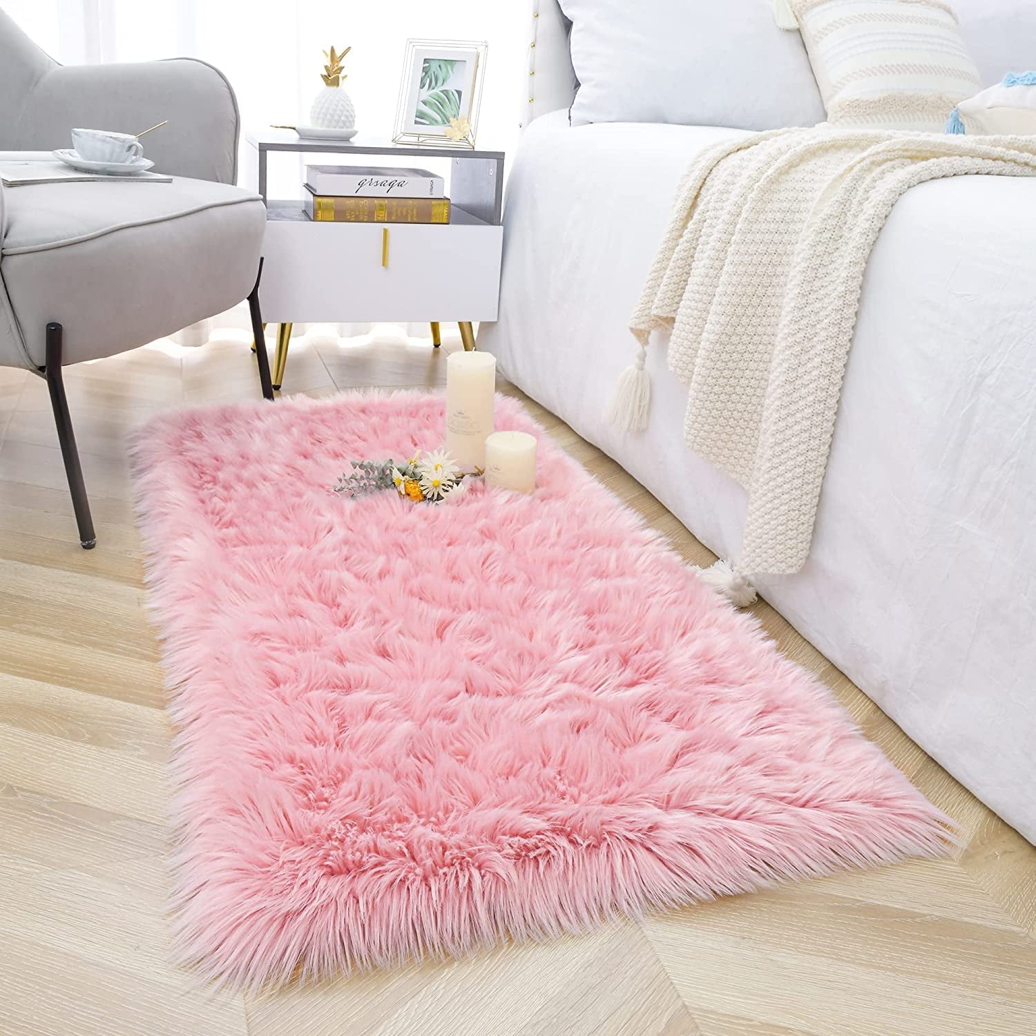 Lochas Ultra Soft Fluffy Rugs Faux Sheepskin Fuzzy Decorative Bedside ...