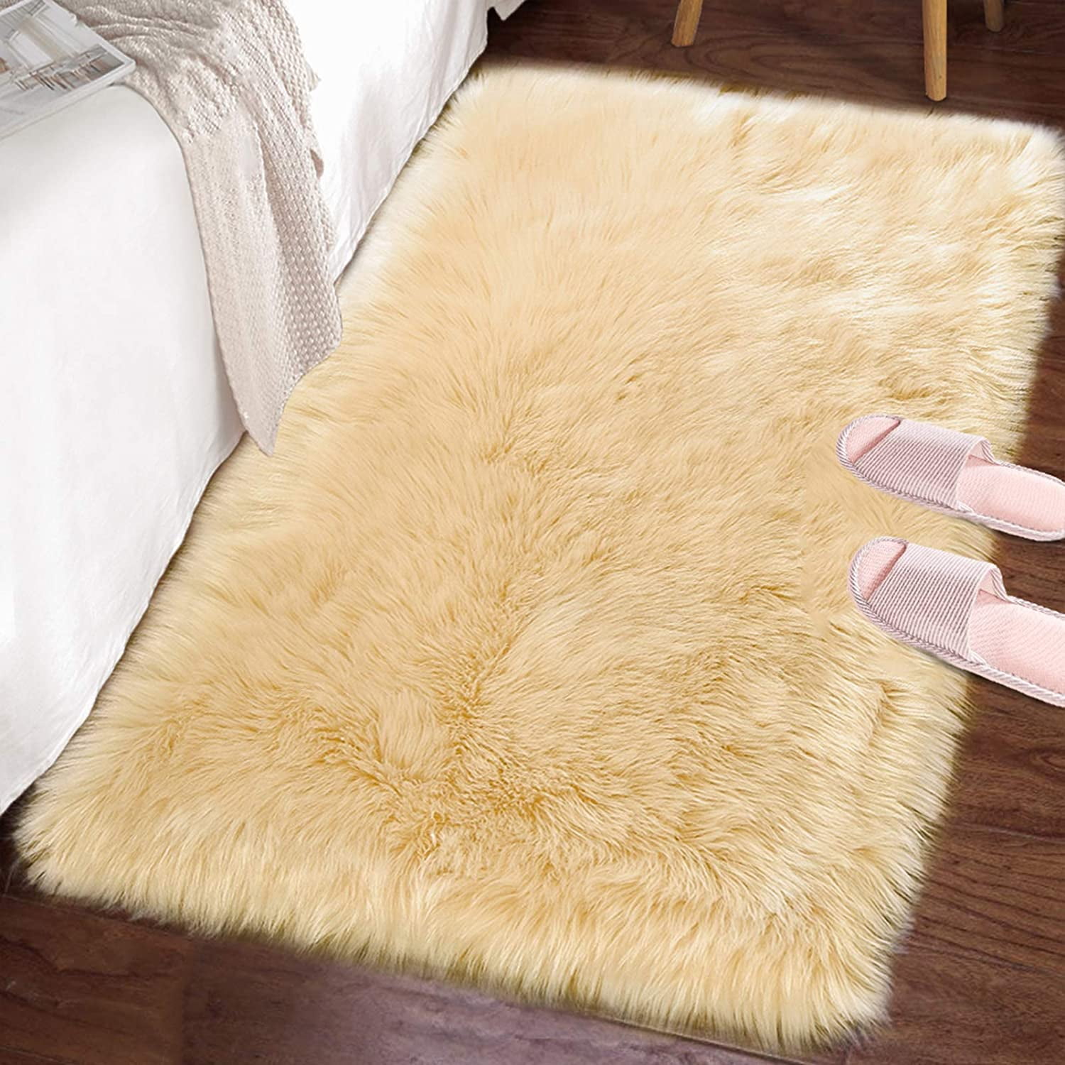 Lochas Soft Fluffy Rugs Faux Sheepskin Area Rug for Bedroom Living Room ...
