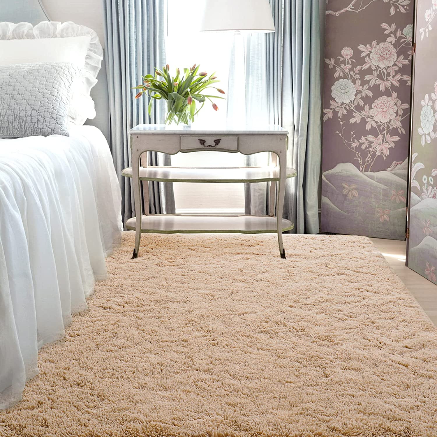 Lochas Soft Modern Indoor Fluffy Rugs, 4'x5.3', for Bedroom, Living ...