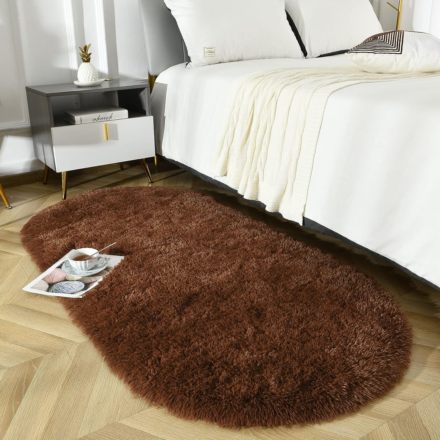 Lochas Soft Oval Rugs Fluffy Plush Modern Area Rug Shaggy Furry Carpet ...