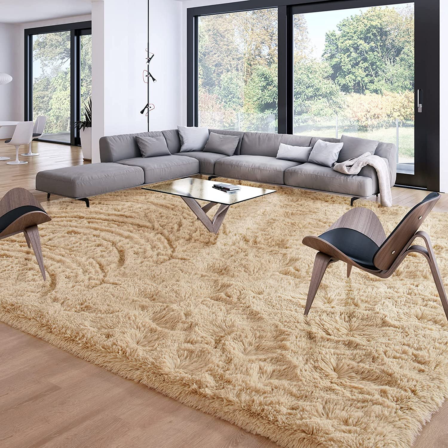 Lochas Soft Plush Fluffy Rug, 8'x10' Camel, Indoor Shaggy Carpet ...