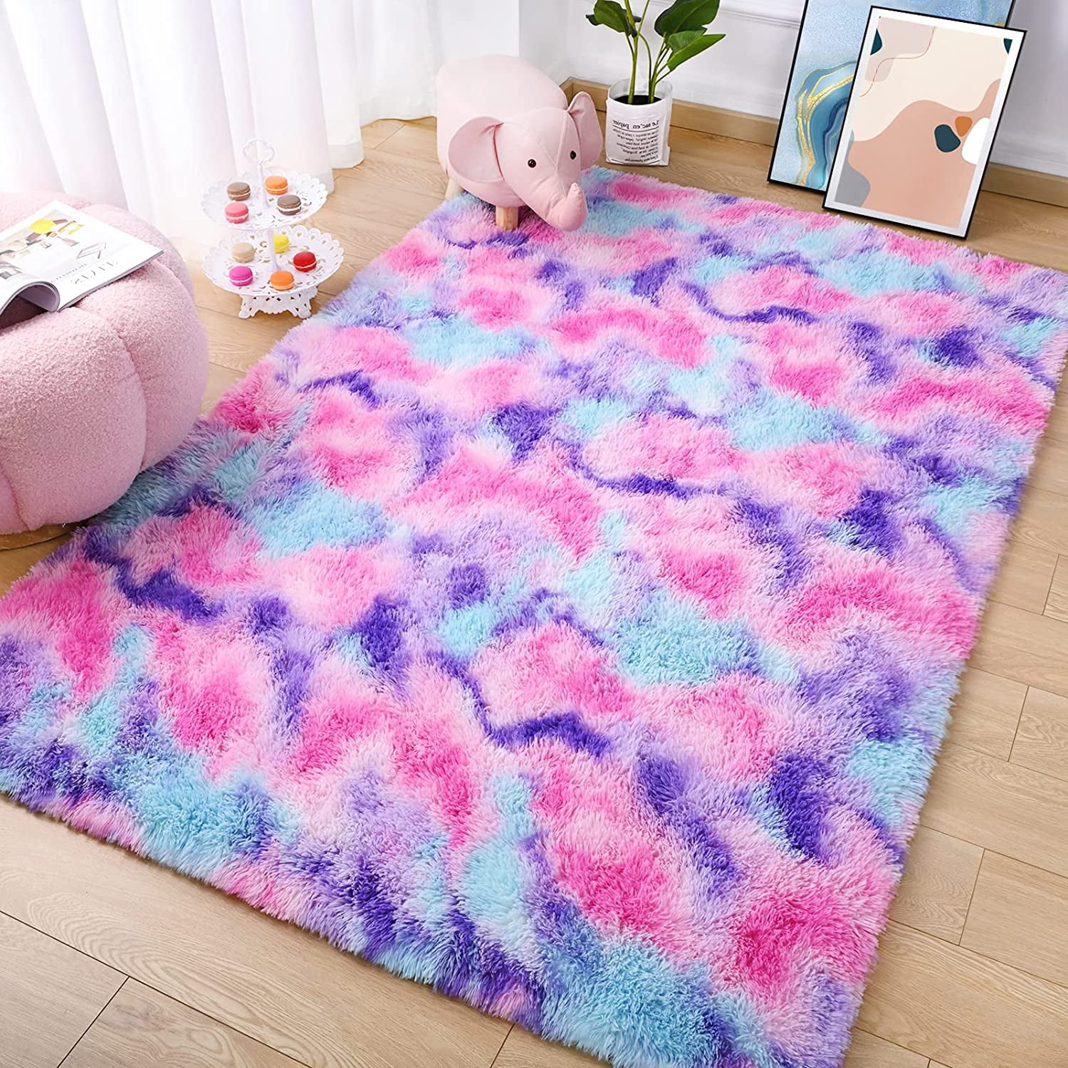 Lochas Super Soft Rainbow Rugs for Kids, Colorful Nursery Carpet, 6'x9 ...