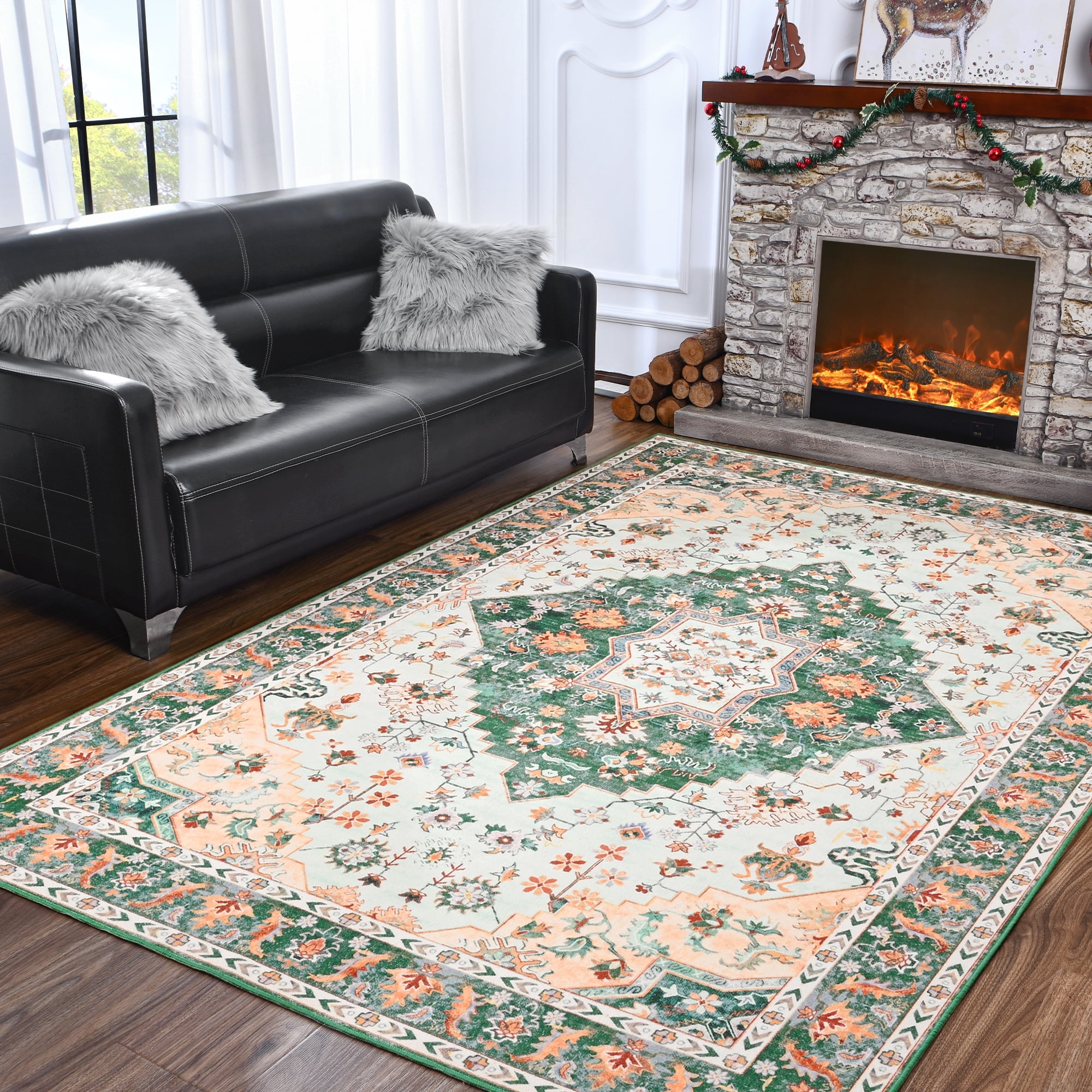 Lochas Vintage Boho Rug Low Pile Fluffy Area Rugs for Bedroom Living ...