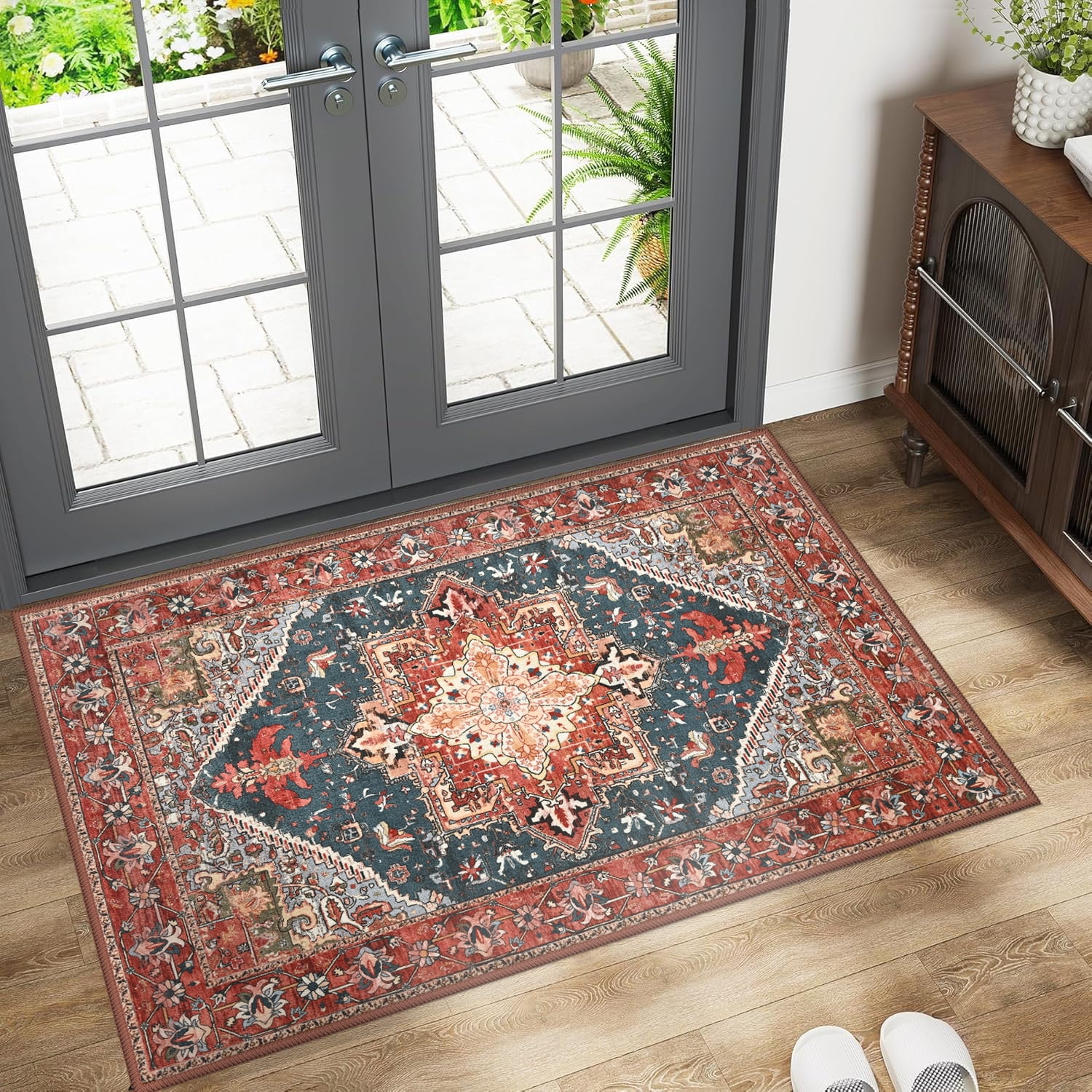 Lochas Vintage Floral Rugs Soft Accent Area Rug Low-Pile Carpet for ...