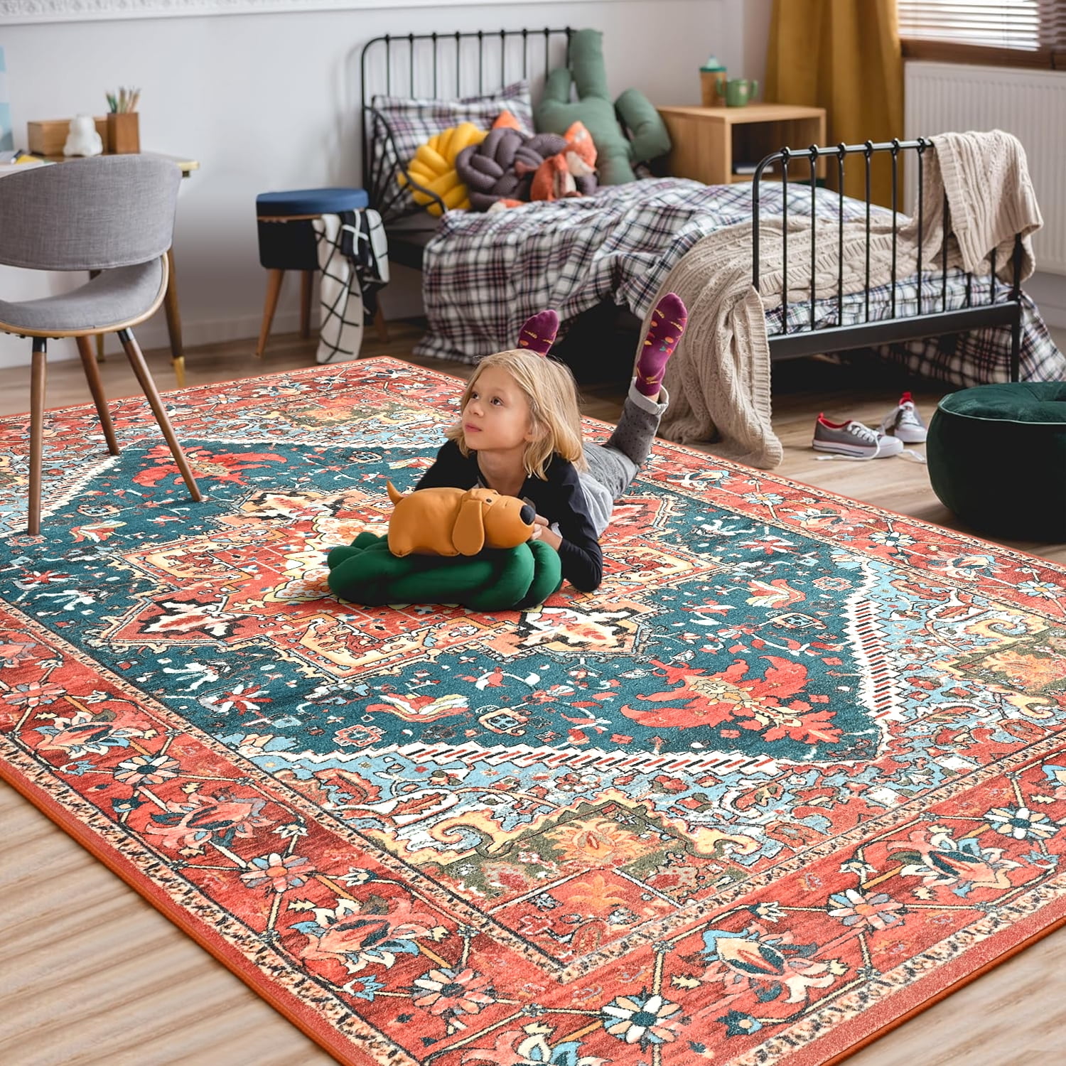 Lochas Vintage Floral Rugs Soft Accent Area Rug Low-Pile Carpet for ...