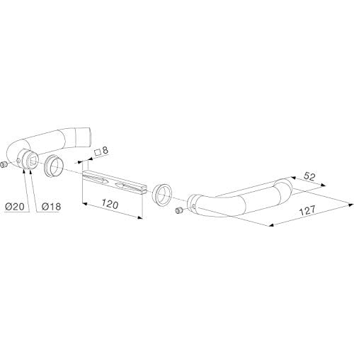 Locinox Handle Pair in Stainless Steel for Insert locks-3006I-H ...