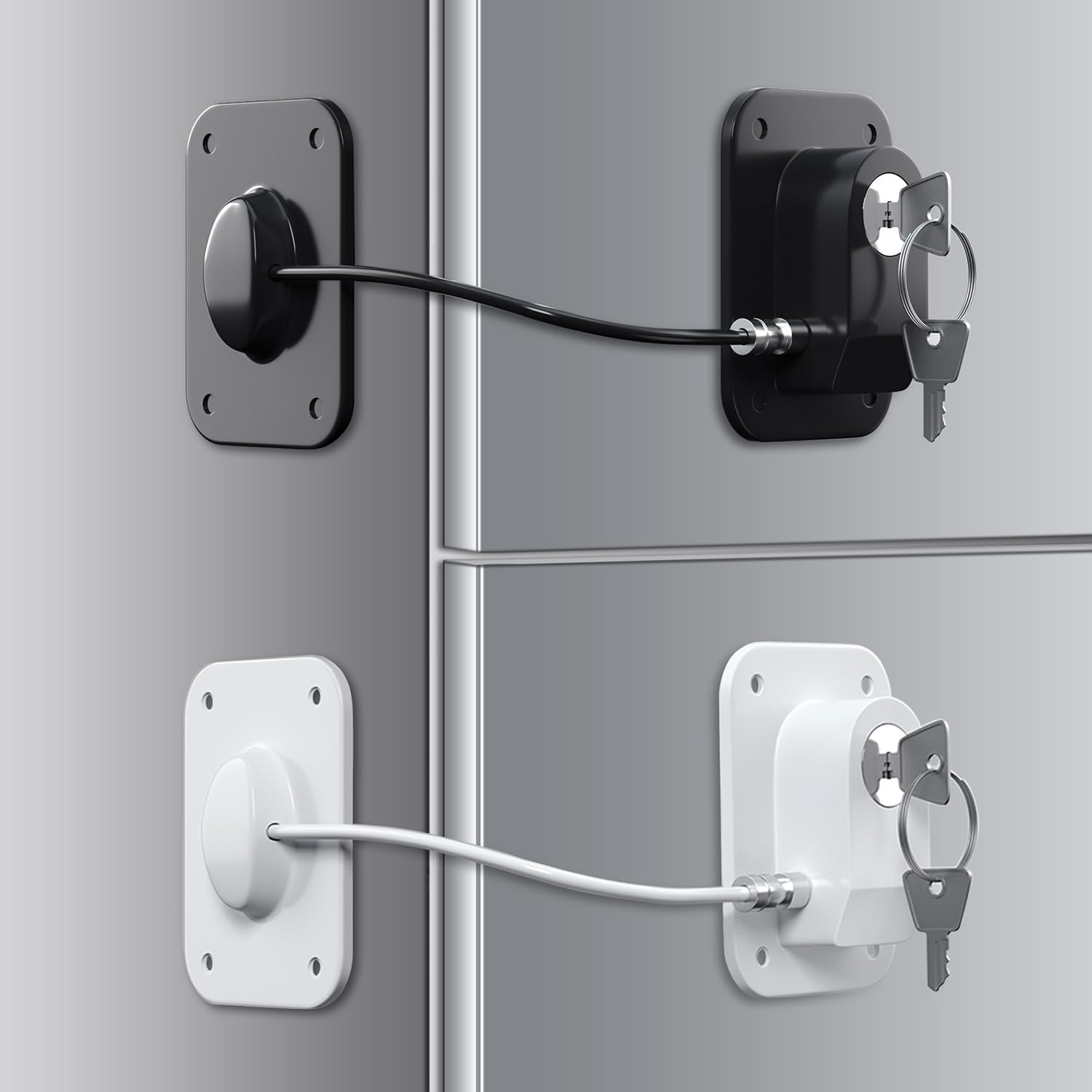 Lock 2 Packs, Fridge Lock with Silicone Wire Protection Fridge Locks ...