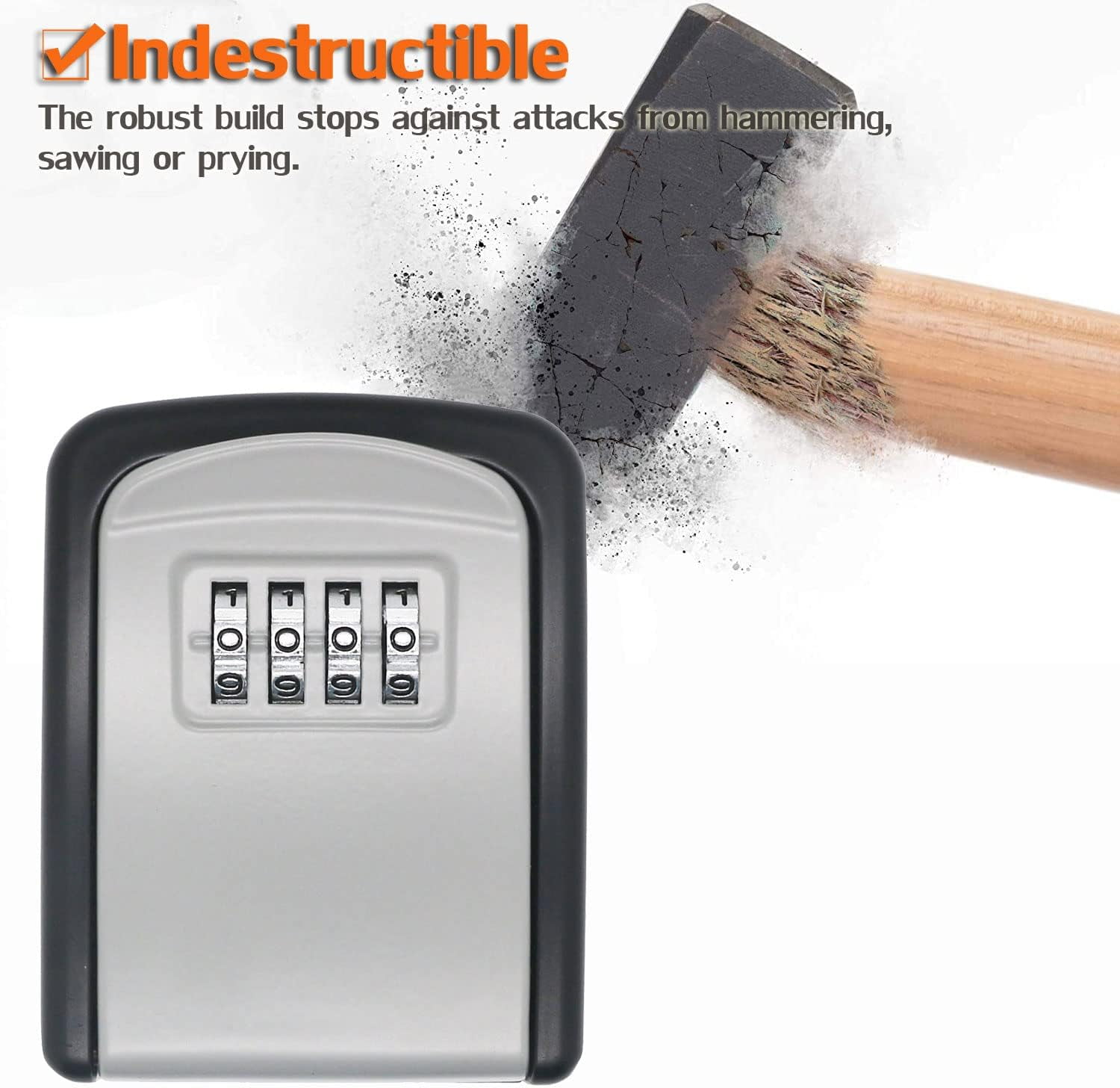 Lock Box, 4 Digit Portable Lock Box, Outdoor Waterproof Resettable Code ...