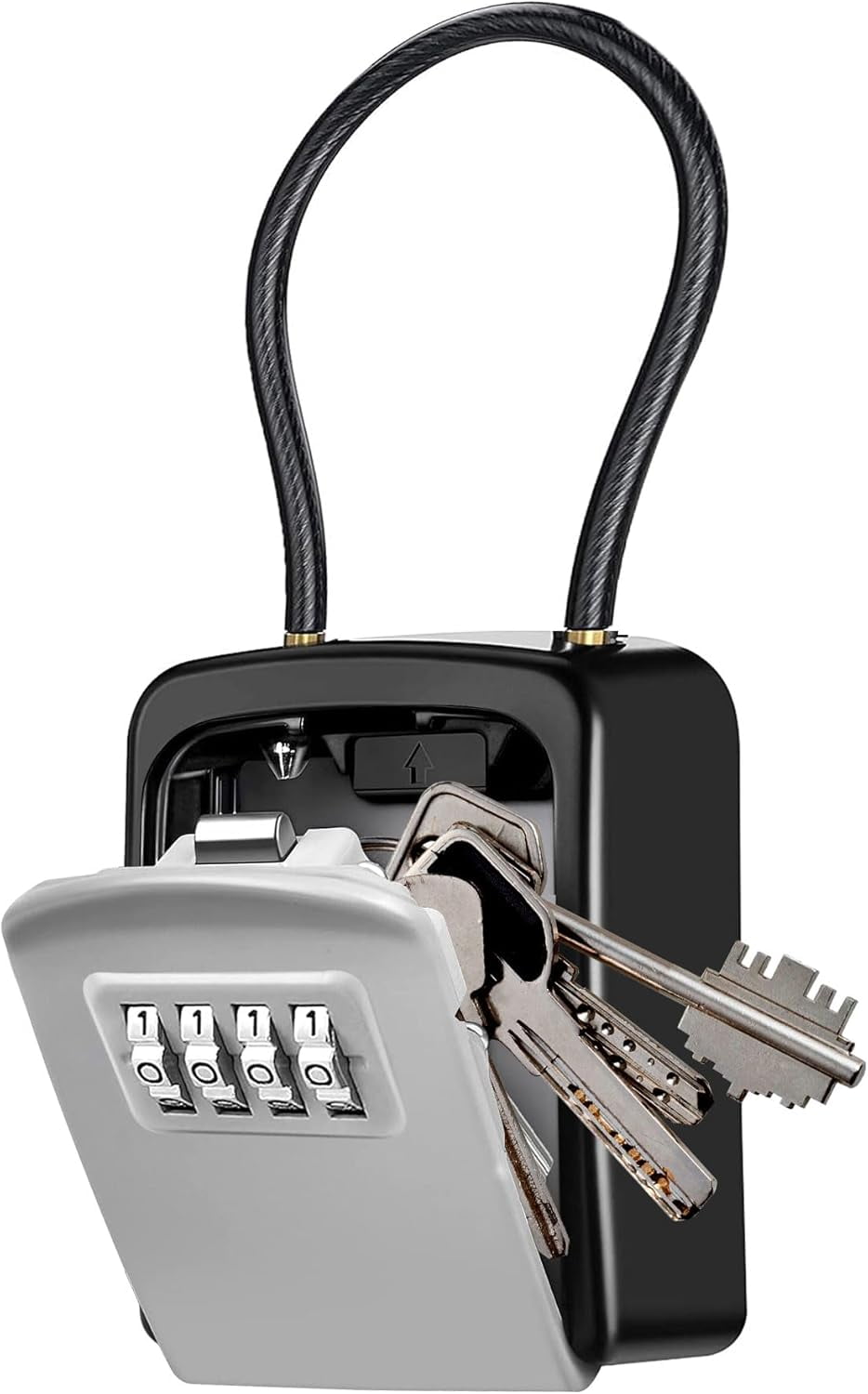 Lock Box, 4 Digit Portable Lock Box, Outdoor Waterproof Resettable Code ...