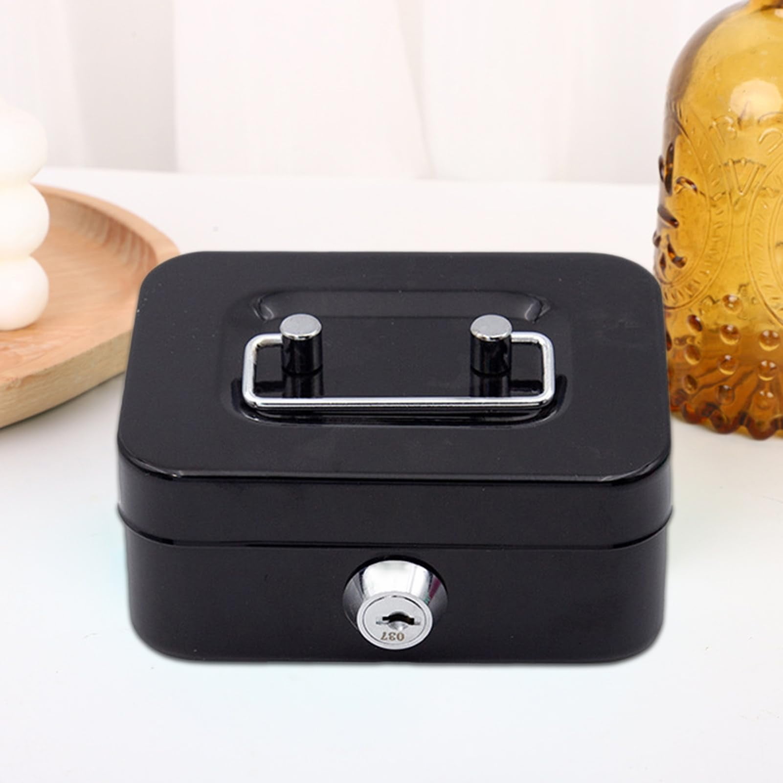 Lock Box, Steel Mini Piggy Bank Safe Box with Key Lock for Kids Cash ...