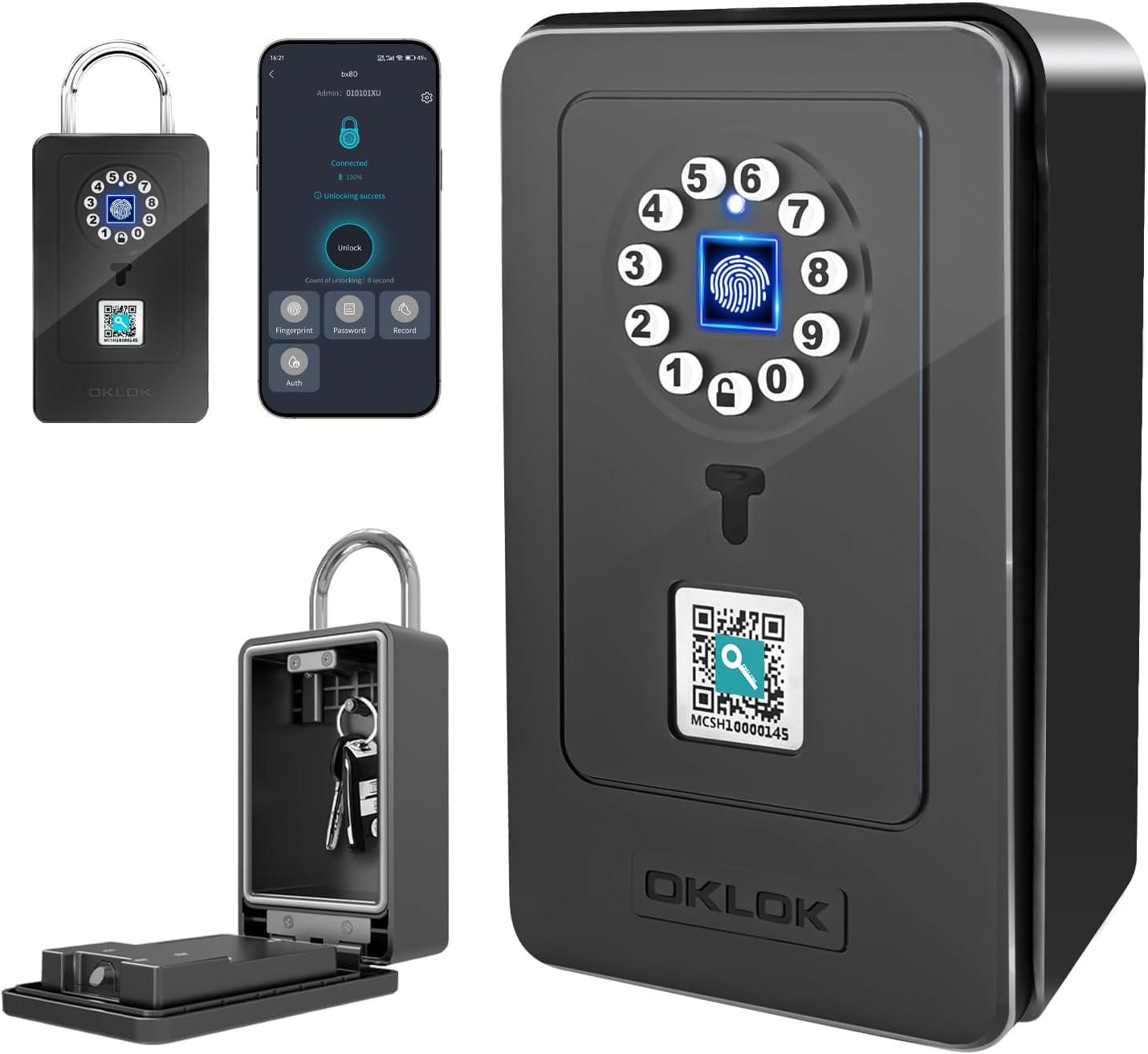 Lock Boxes, Fingerprint Key Box Key Box with App Control & Passcode ...