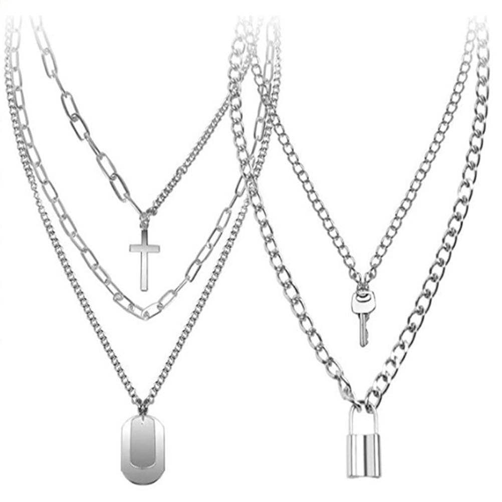 Lock Chain Necklace, Punk Chains, Statement Lock Key Pendant Necklace ...