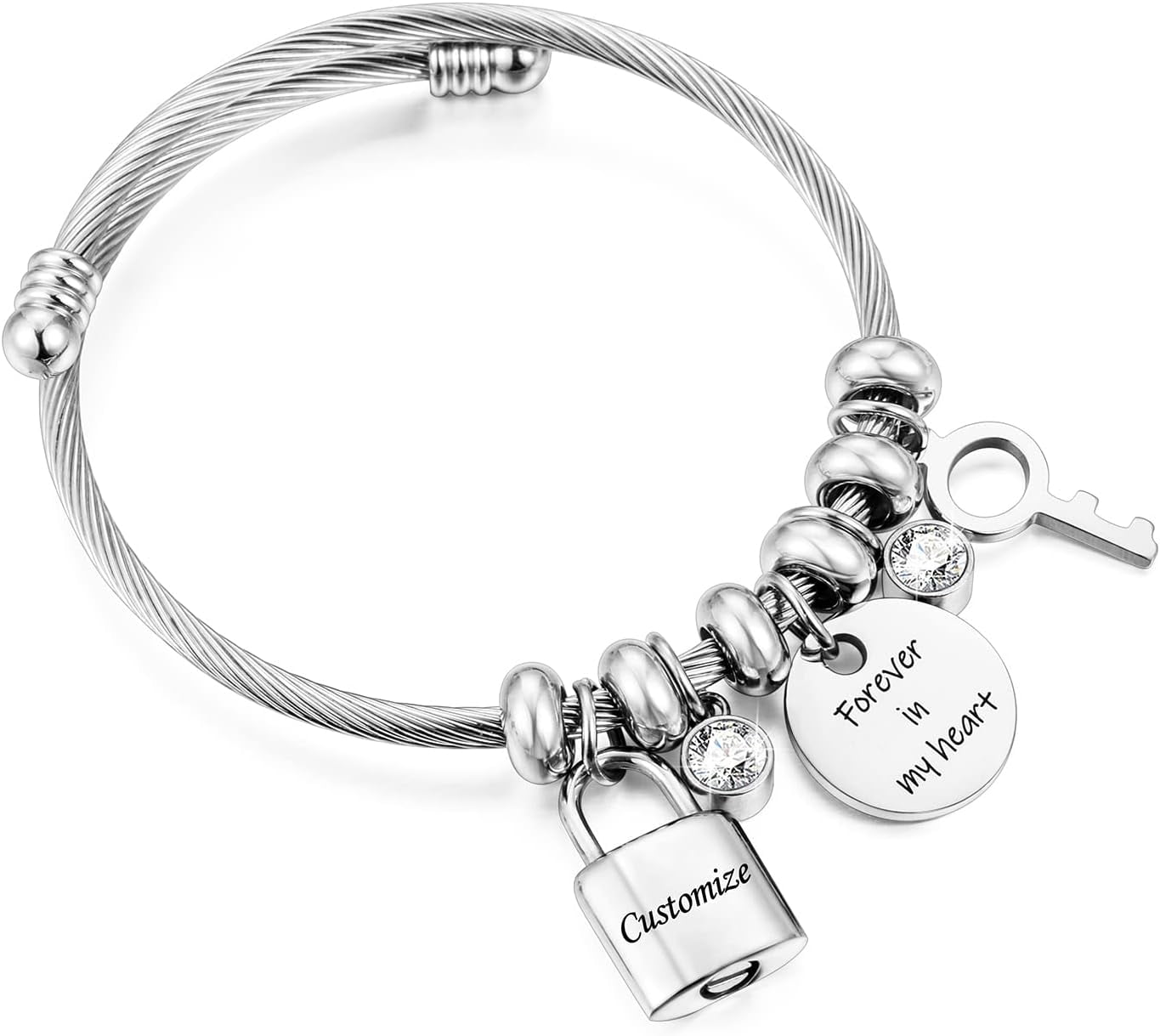 Lock Cremation Bracelet For Ashes Key Ash Bracelet Stainless Steel Urn ...