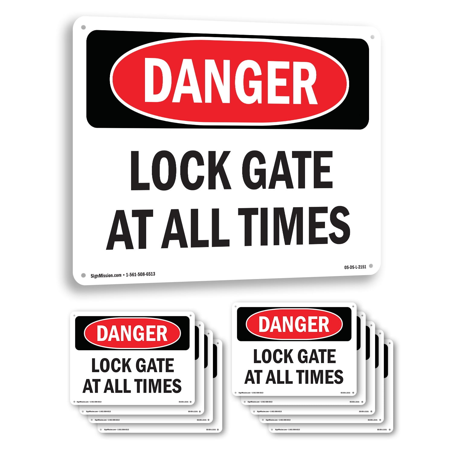 Lock Gate At All Times OSHA Danger Rigid Plastic Sign 18 Inch x 12 Inch ...