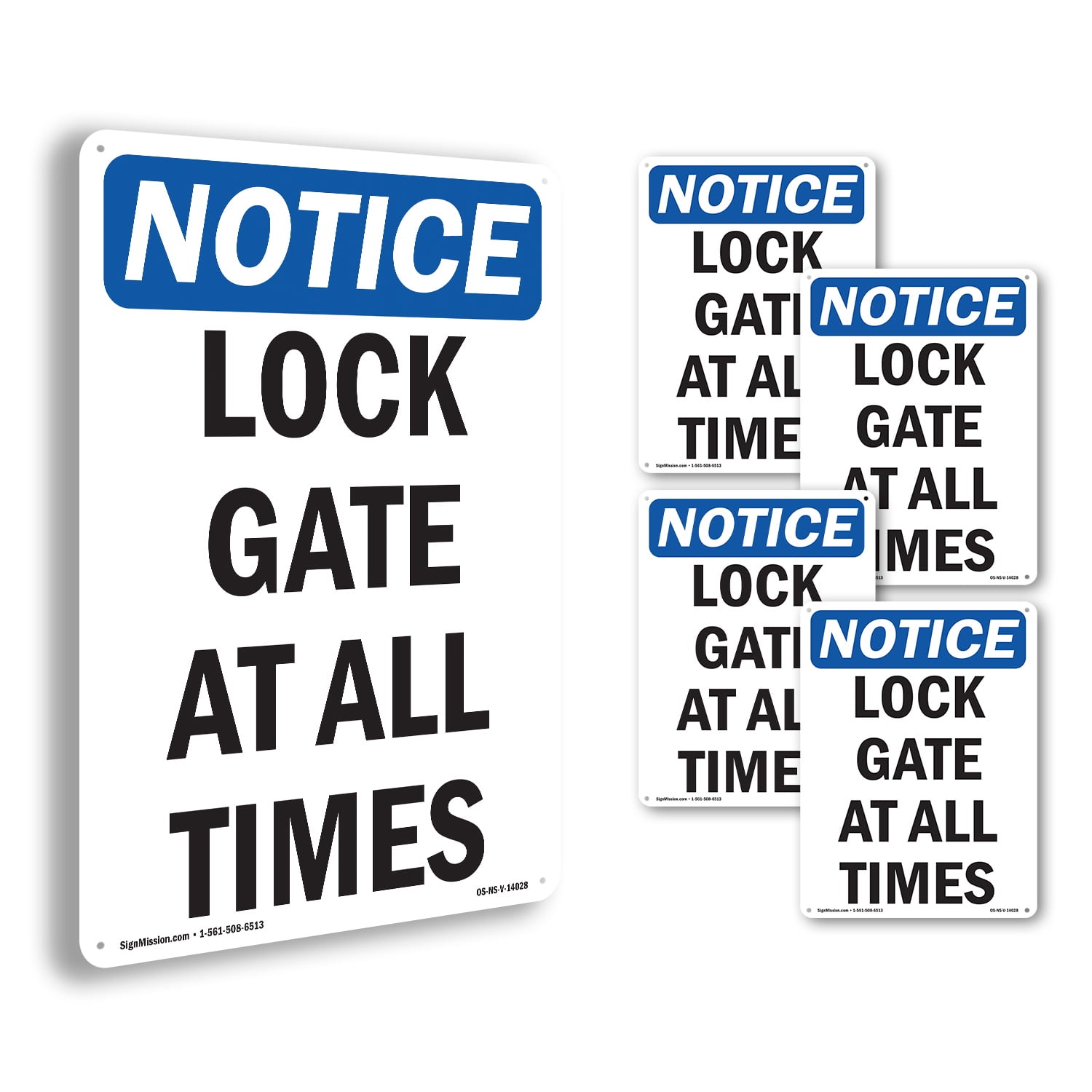 Lock Gate At All Times OSHA Notice Rigid Plastic Sign 18 Inch x 12 Inch ...