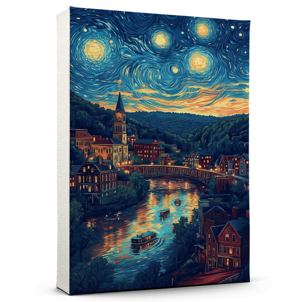 Lock Haven Travel Canvas Prints, Pennsylvania Starry Night Travel decor ...
