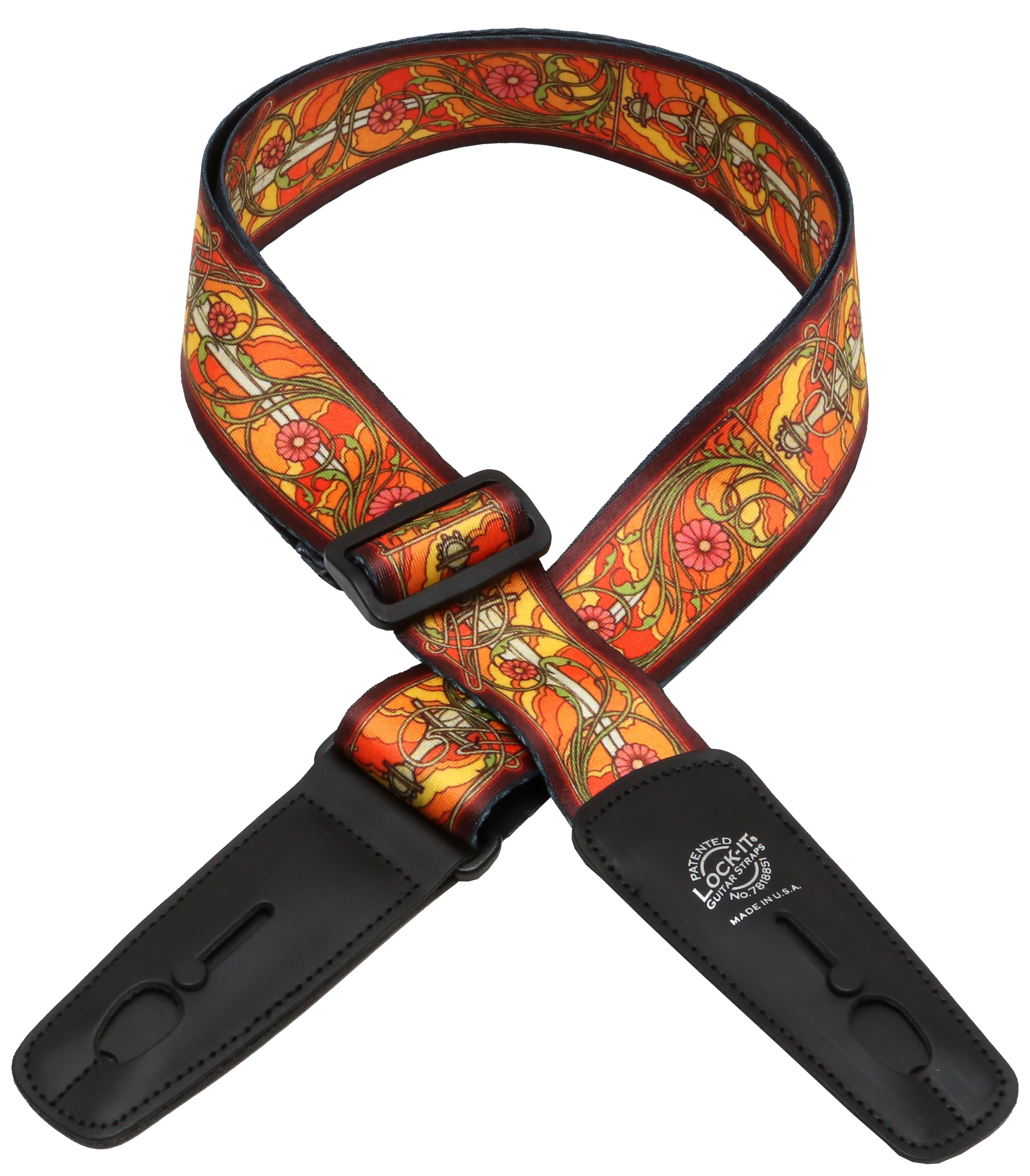 Lock-It Straps Bob Masse Rock Art Leather End Guitar Strap Mythical ...