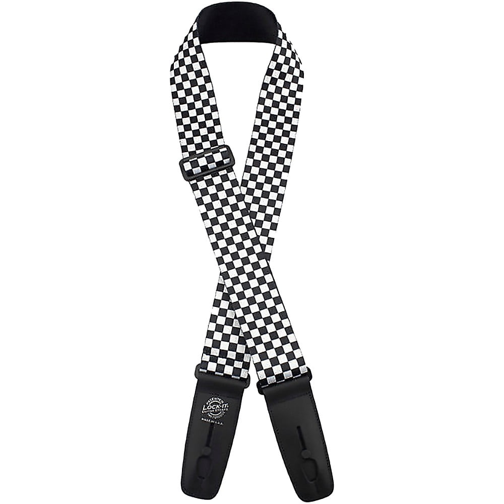 Lock-It Straps Polymer Plush 2" Locking Guitar Strap Checker Board ...