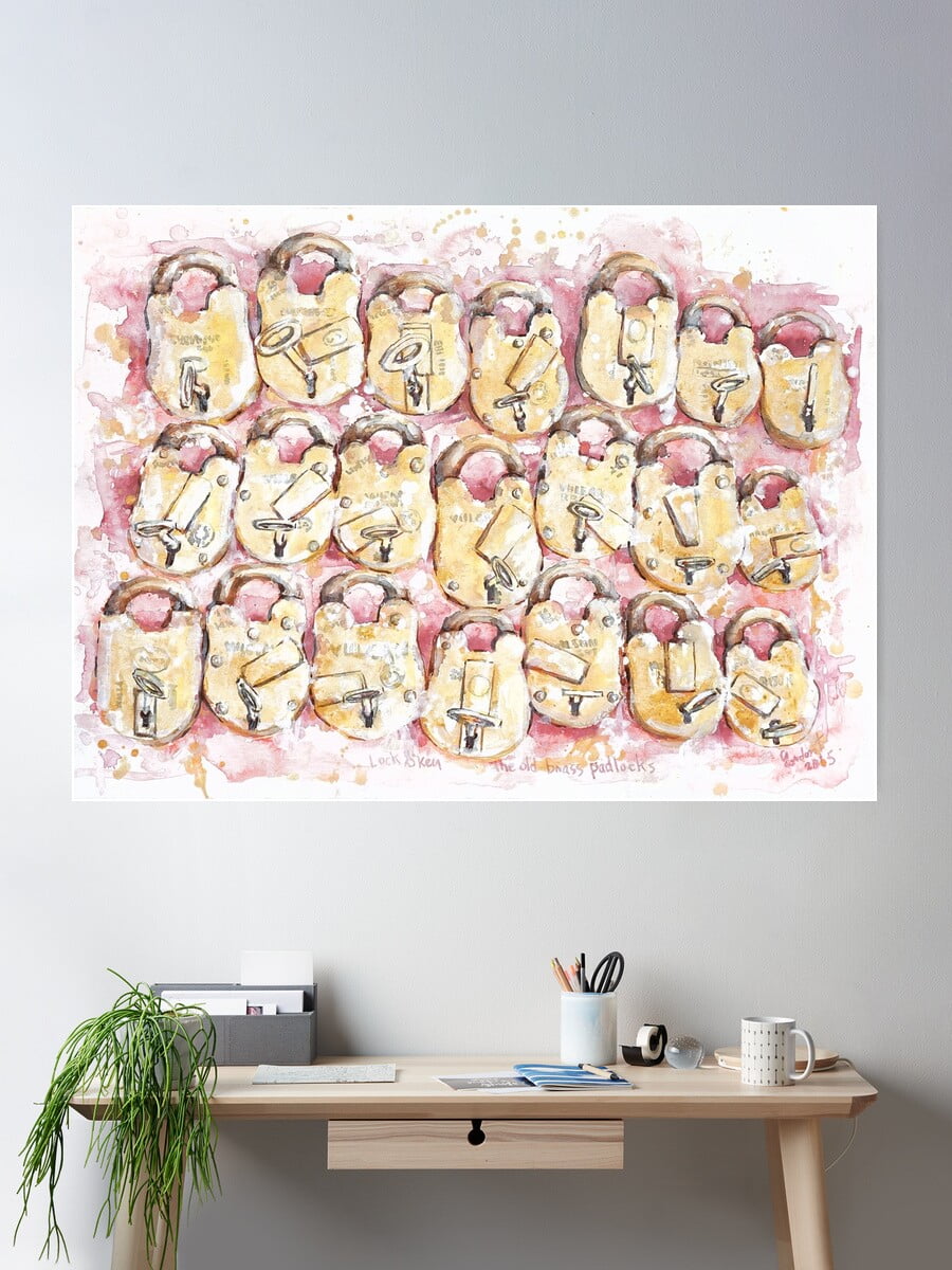 Lock & Key The Old Brass Padlocks Poster Wall Art, Modern Wall Decor ...