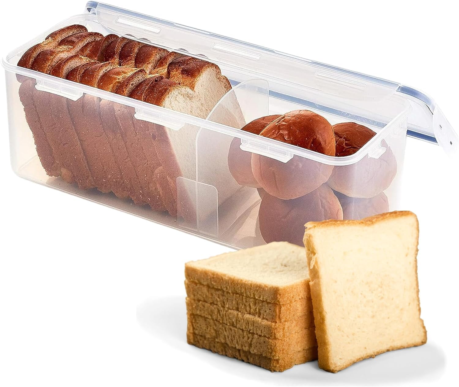 Lock Lock Classics Rectangular Plastic Bread Box with Divider ...