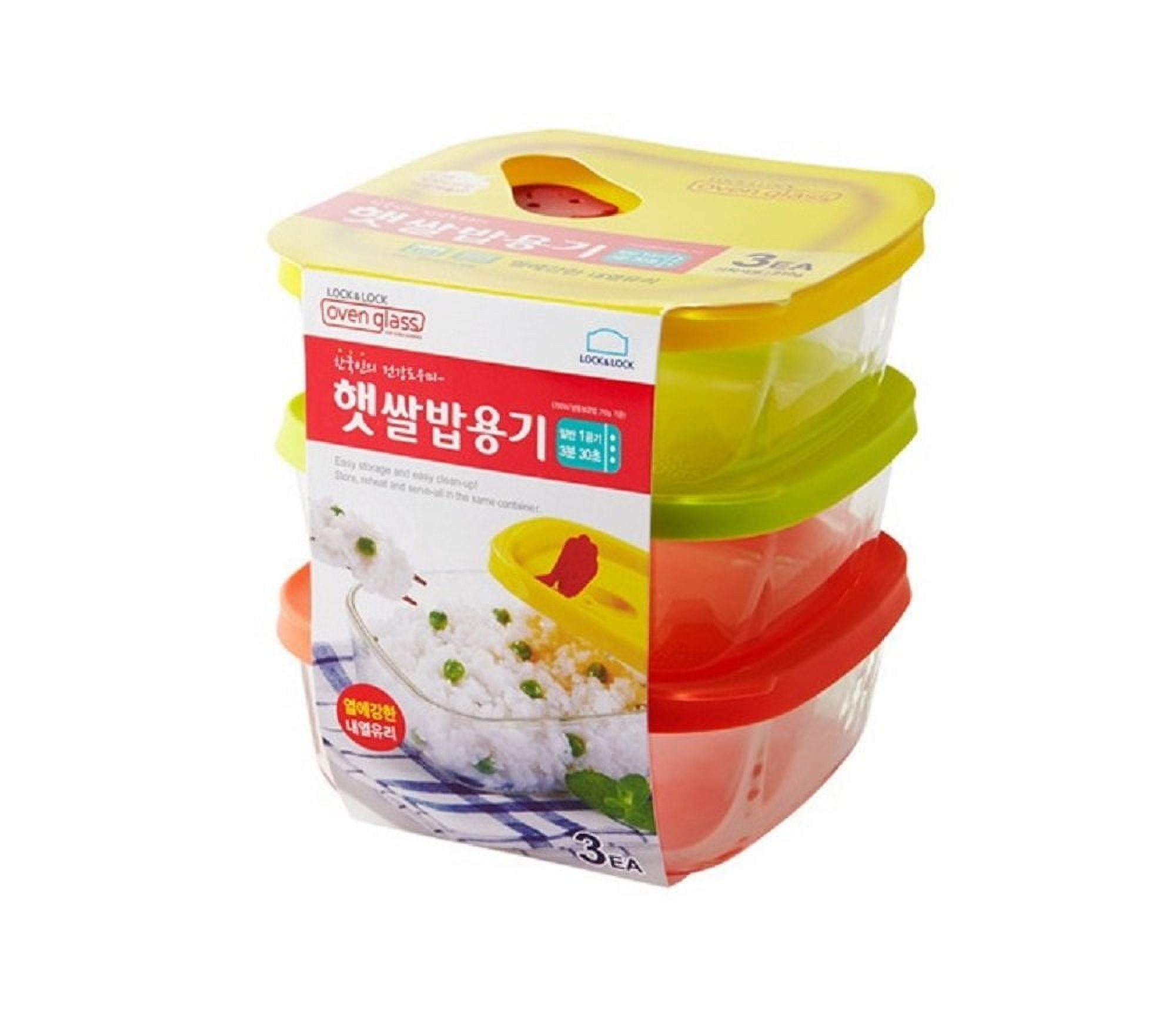 Lock&Lock Oven GLass Cooked Rice Storage Container for Freezer Set of 3 ...