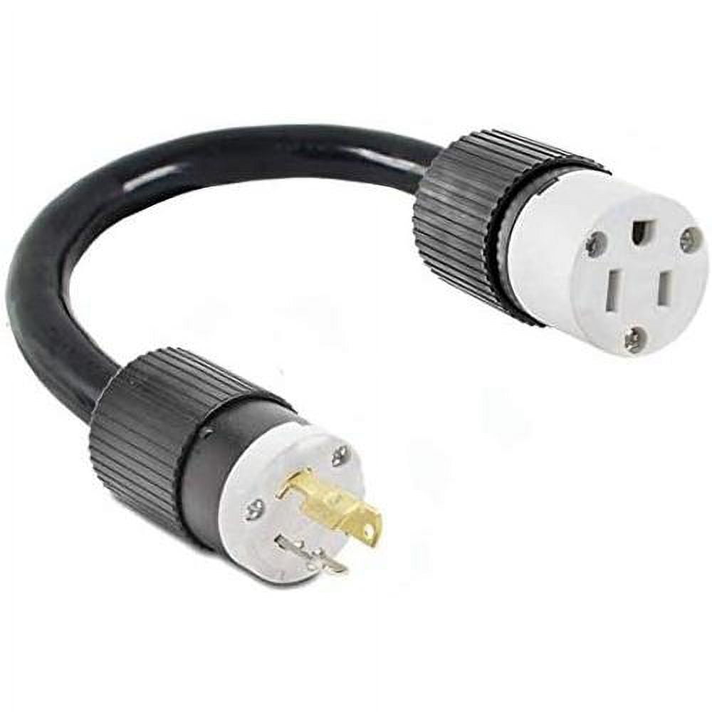 Lock Male 3-Pin Plug To 5-15R 3-Prong Female Receptacle Outlet NEMA Electric Power Cord Adapter ...