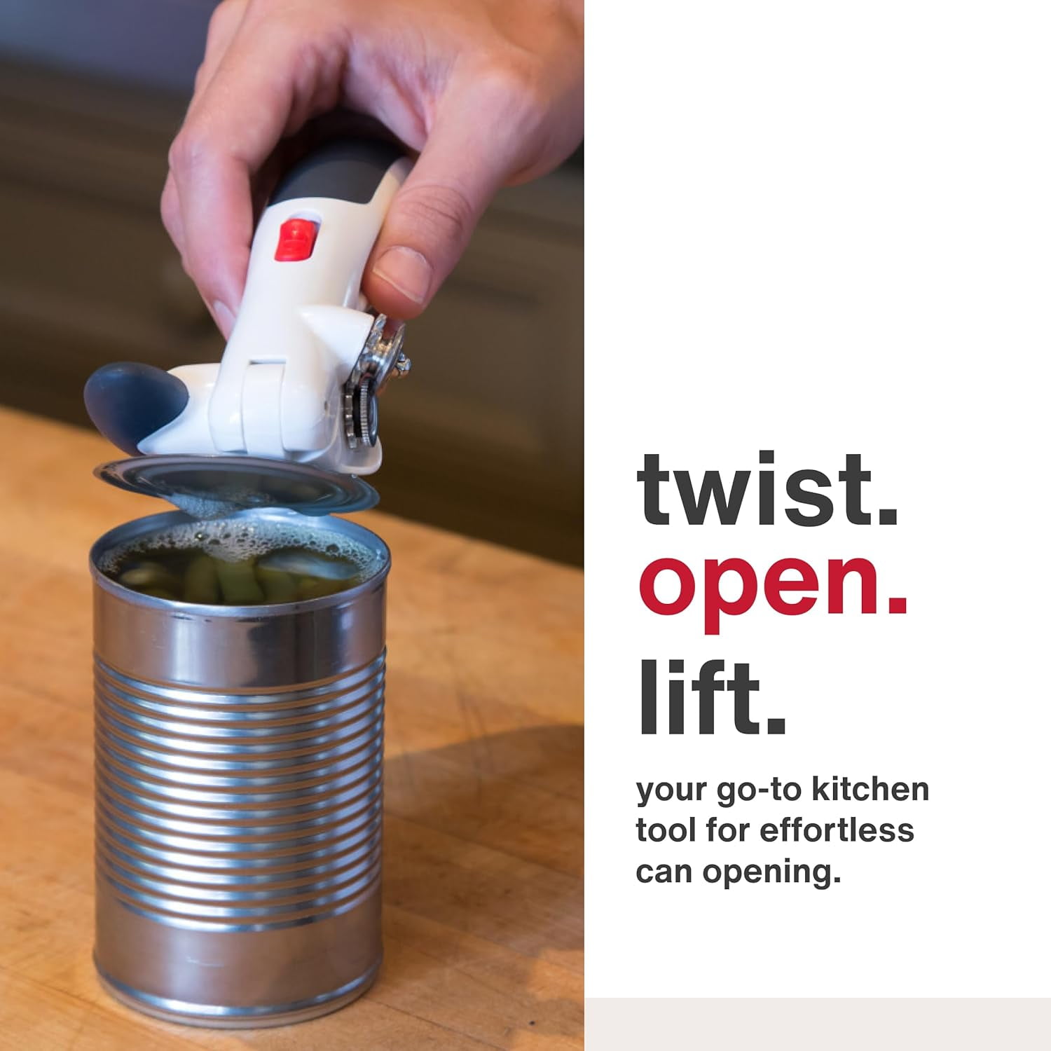 Lock N' Lift Can Opener with Lid Lifter Magnet - Manual Opener with ...