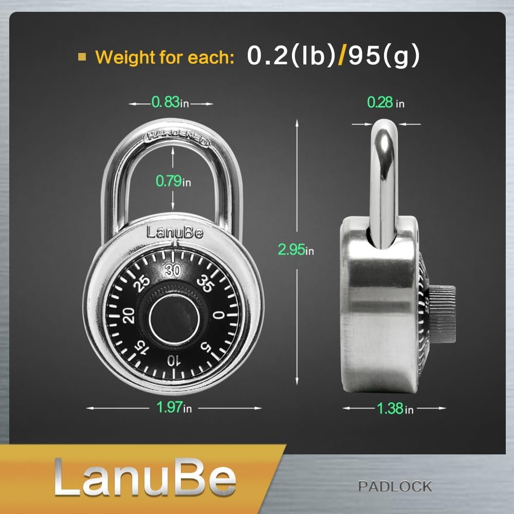 Lock Standard Dial Combination Lock, 2 in. Wide, with Different ...