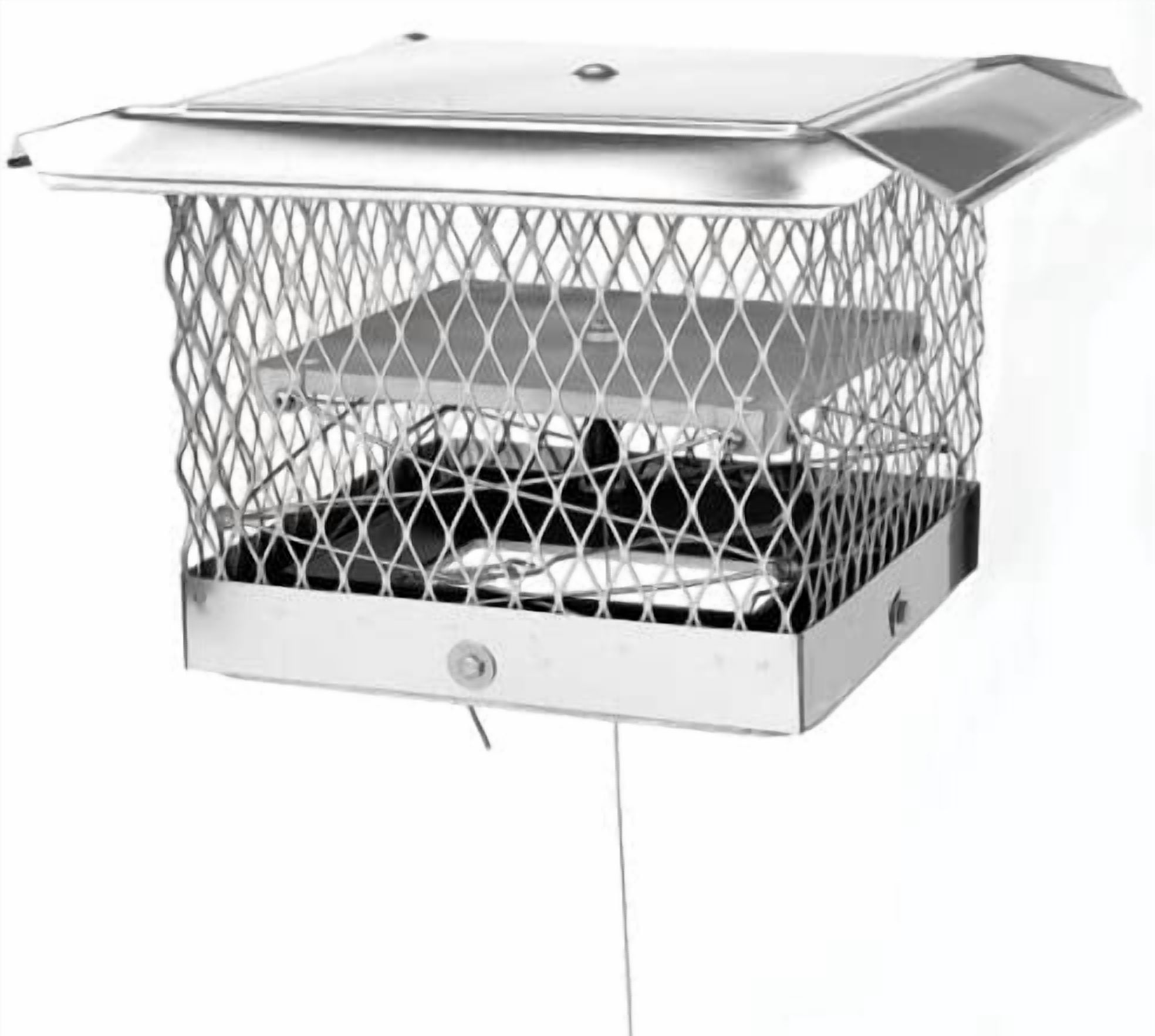 Lock-Top Stainless Steel Chimney Cap Damper, 8x13 in, 0.62 in Mesh ...