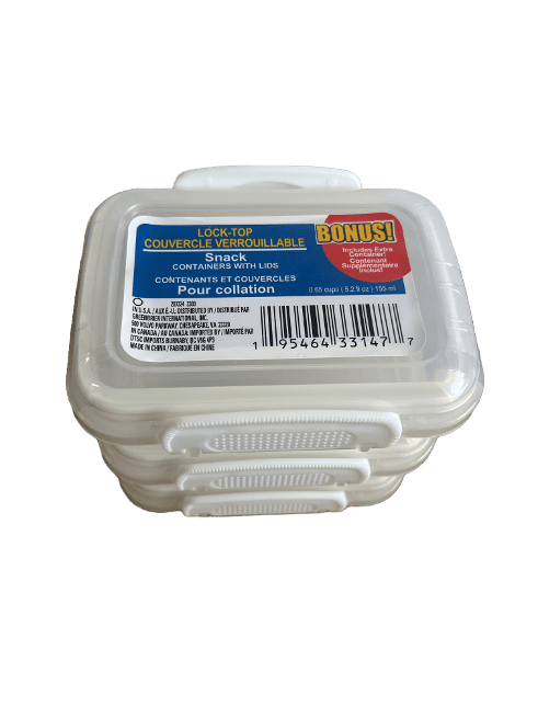 Lock-Top Snack Containers with Snap Lids, 3 pack (White) - Walmart.com