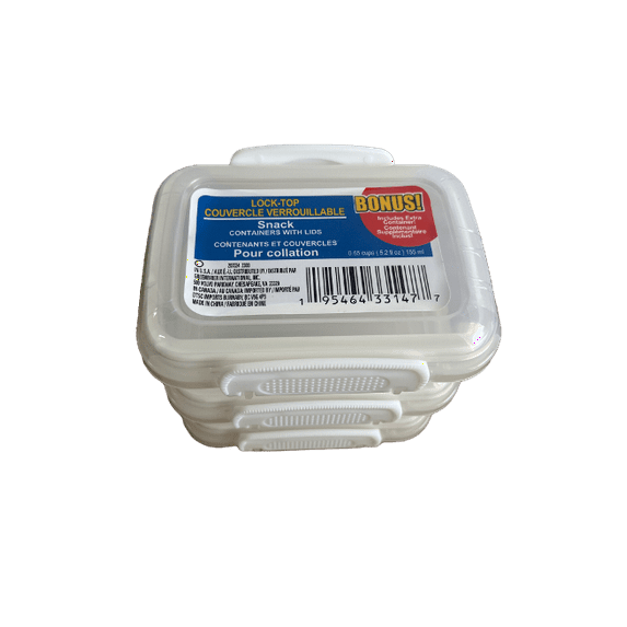 Lock-Top Snack Containers with Snap Lids, 3 pack (White) - Walmart.com