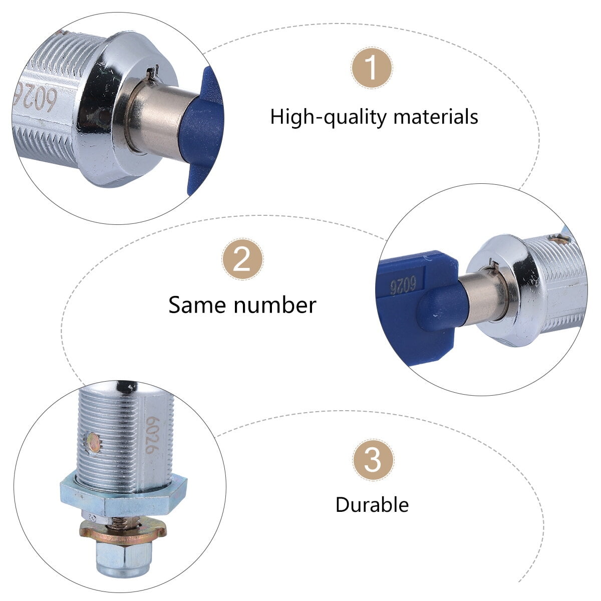 Lock Tubular Locks Cam Toolbox Push Pick Cabinet Keys Miniature Set ...