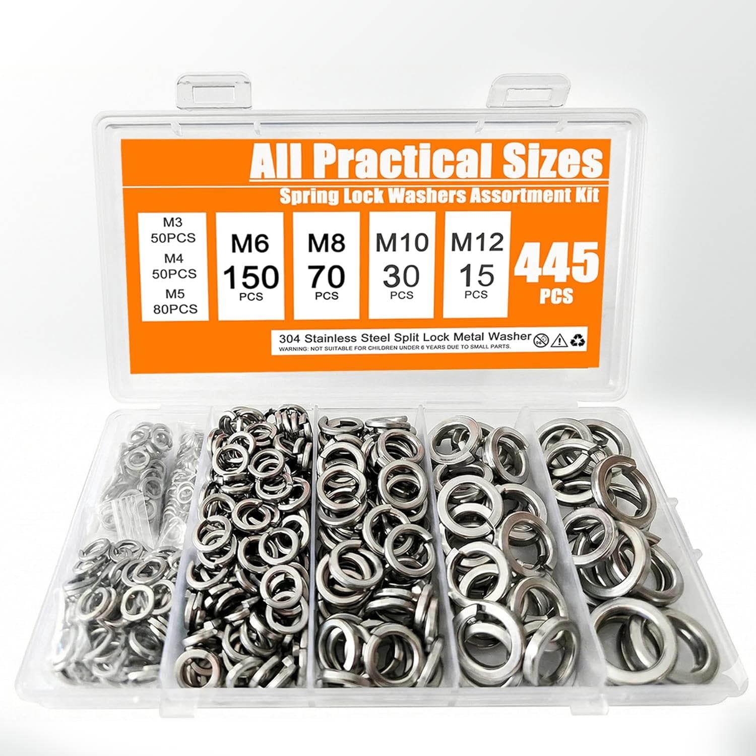 Lock Washers Assortment Kit, Metric 304 Stainless Steel Spring Washer ...