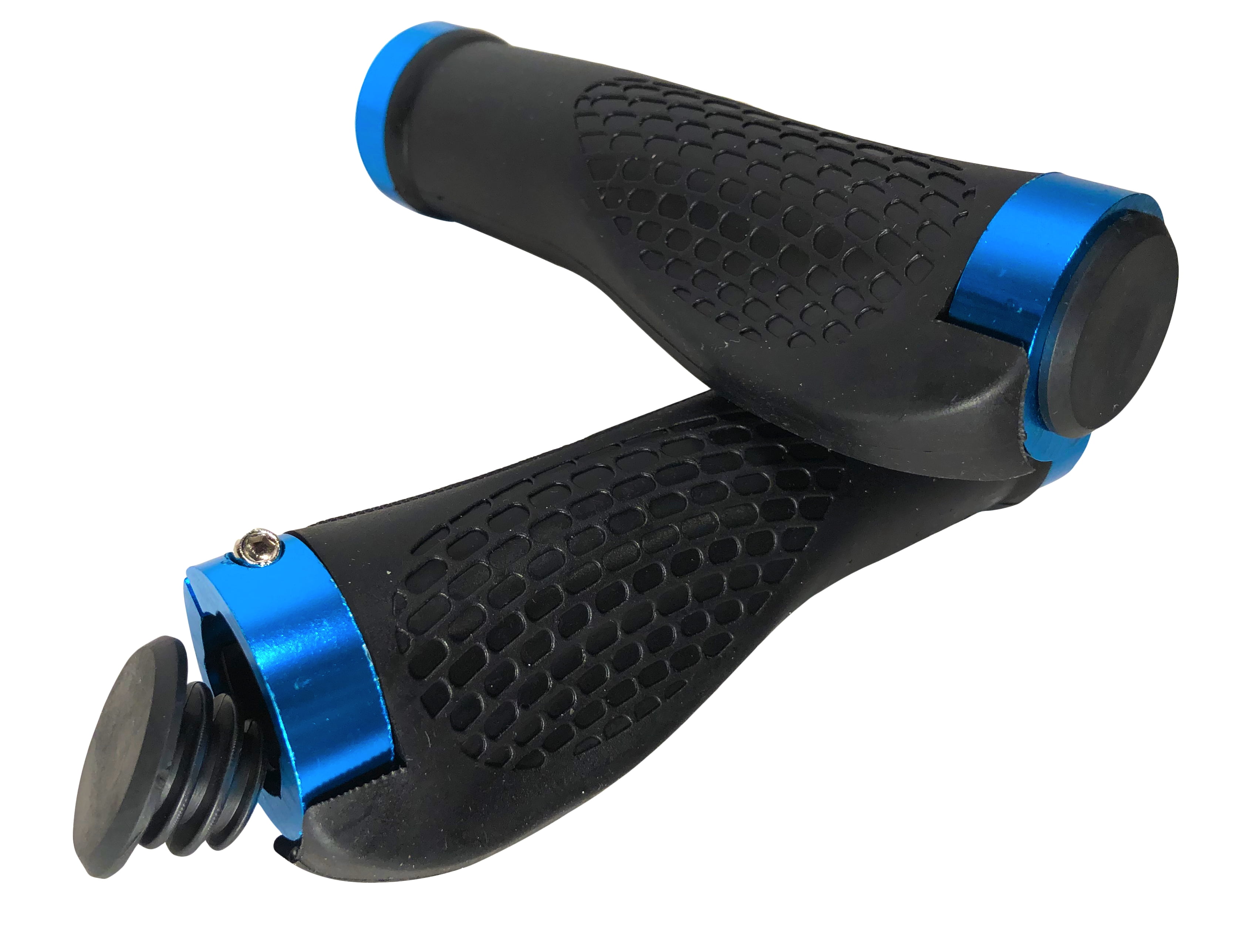 Lock on Blue Ergonomic Bike Grips for MTB BMX Handlebar Grips with End ...