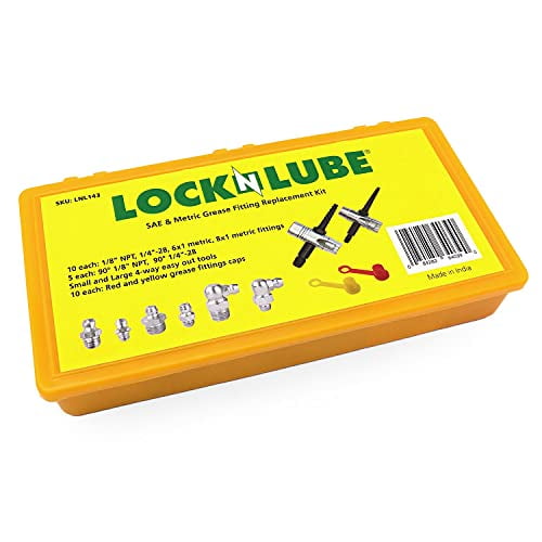 LockNLube Complete Grease Fitting Replacement Kit - SAE and metric ...
